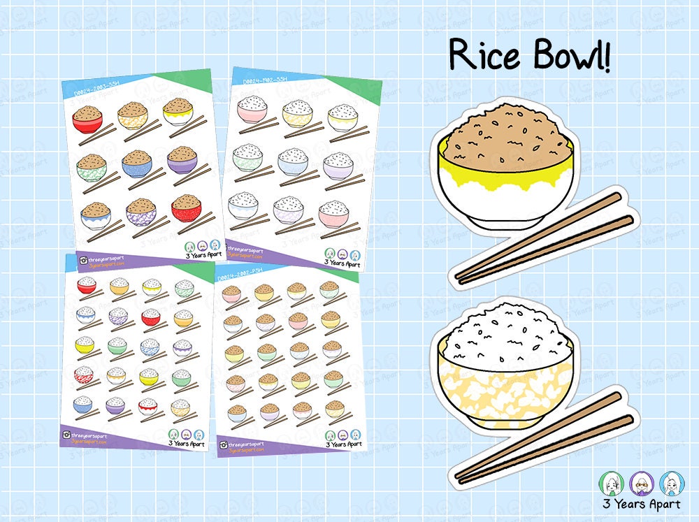 Rice Stickers Brown White Asian Food Deco Stickers for | Etsy