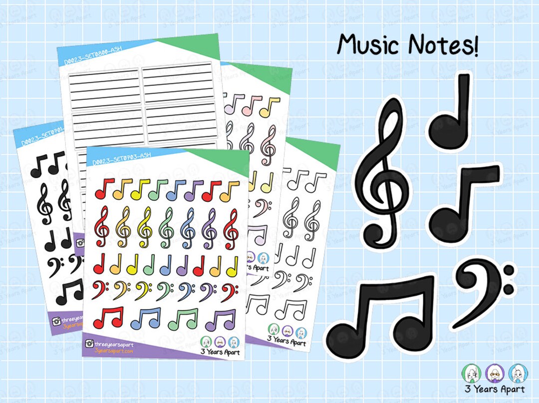 Music Notes Stickers | Study Work School Hobby Deco Stickers for Bullet ...