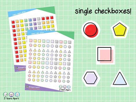 Single Checkbox Shapes Stickers Square Circle Triangle - Etsy