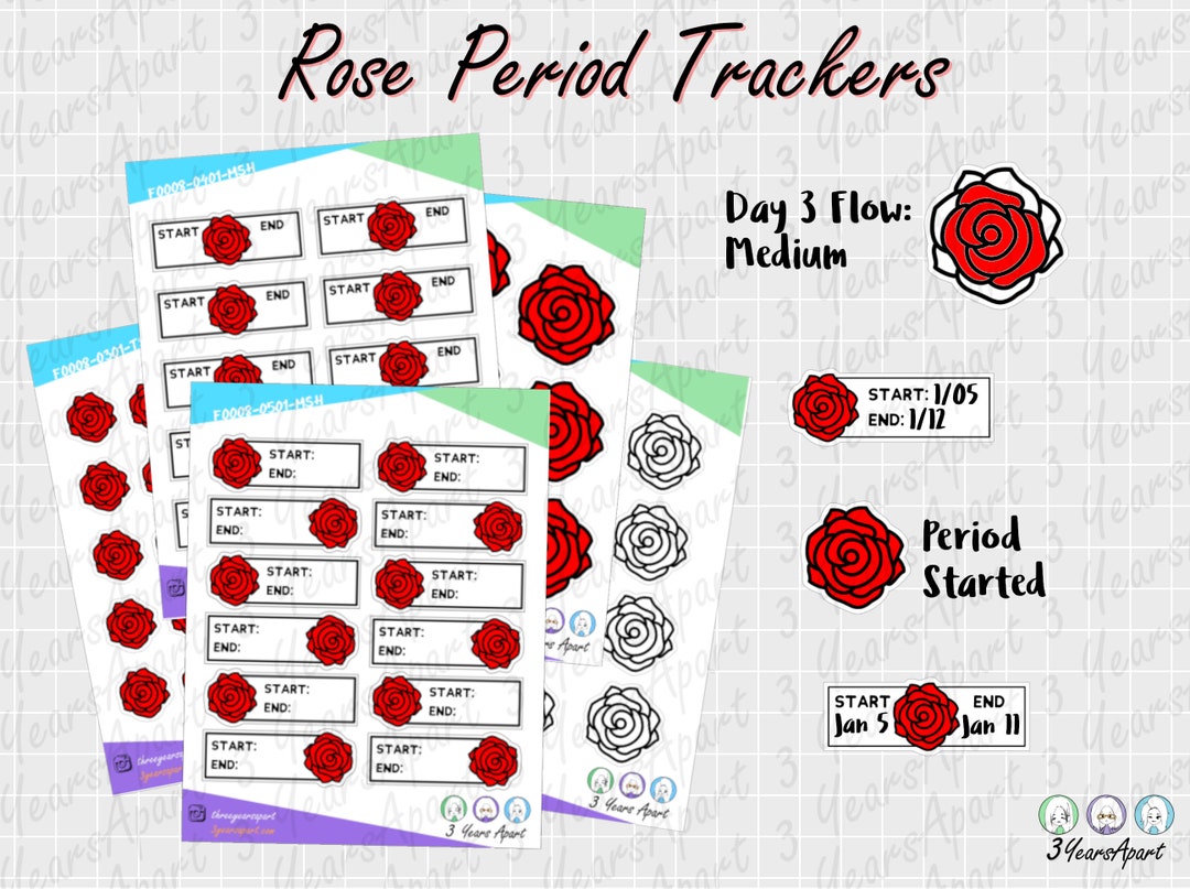 Rose Period Tracker Stickers | Functional Menstrual Cycle Deco Sticker ...