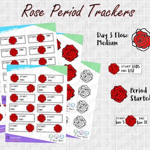 Rose Period Tracker Stickers | Functional Menstrual Cycle Deco Sticker ...