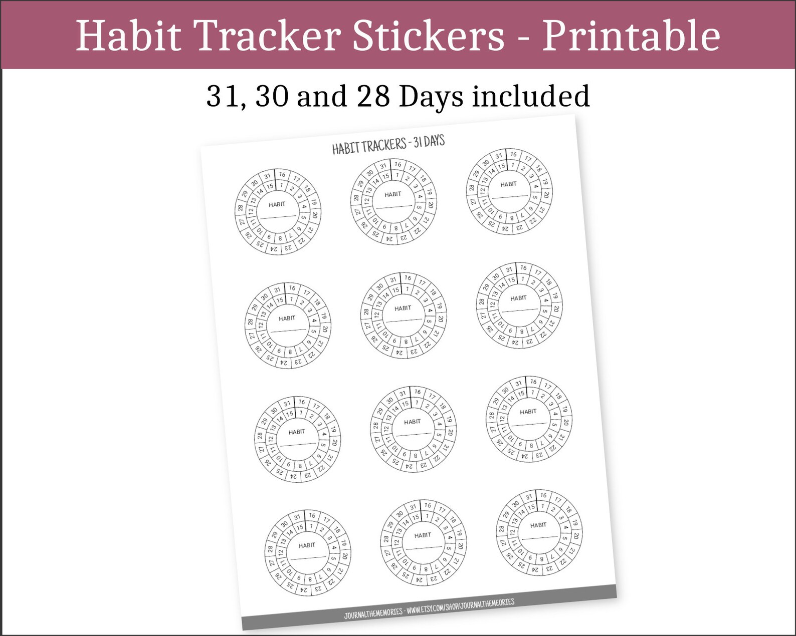 Printable Circle Habit Tracker Stickers Monthly Daily Round - Etsy