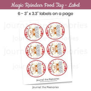 Magic Reindeer Food Tag Printable, Magic Reindeer Food Label, Reindeer ...