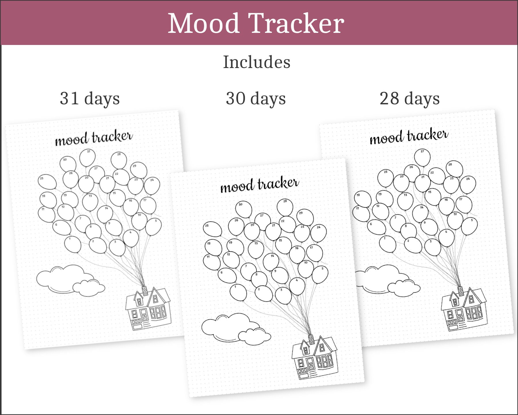 Monthly Mood Tracker Printable Mood Tracker Journal Mood - Etsy