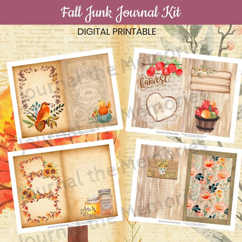 Fall Junk Journal Kit Printable Fall Ephemera Autumn Junk Journal ...