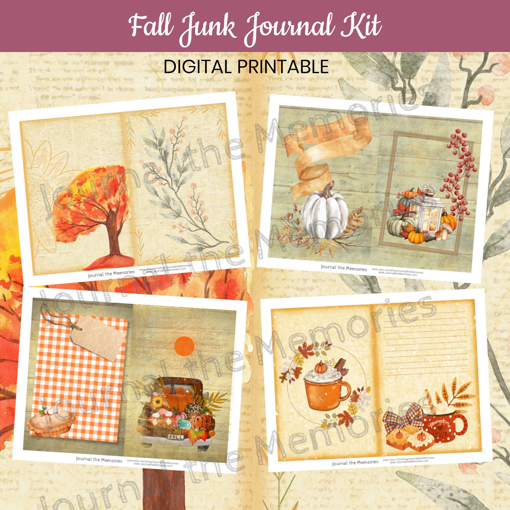 Fall Junk Journal Kit Printable Fall Ephemera Autumn Junk Journal ...