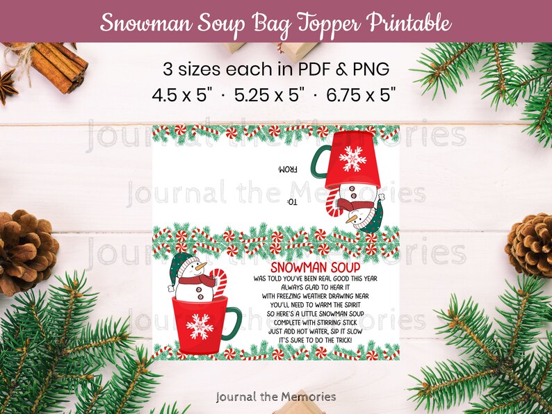 Snowman Soup Treat Bag Topper, Snowman Soup Label, Christmas Treat Bag ...
