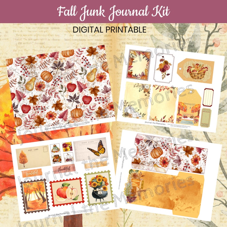 Fall Junk Journal Kit Printable Fall Ephemera Autumn Junk Journal ...