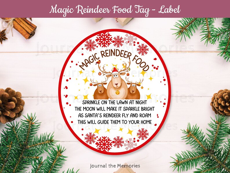 Magic Reindeer Food Tag Printable, Magic Reindeer Food Label, Reindeer ...