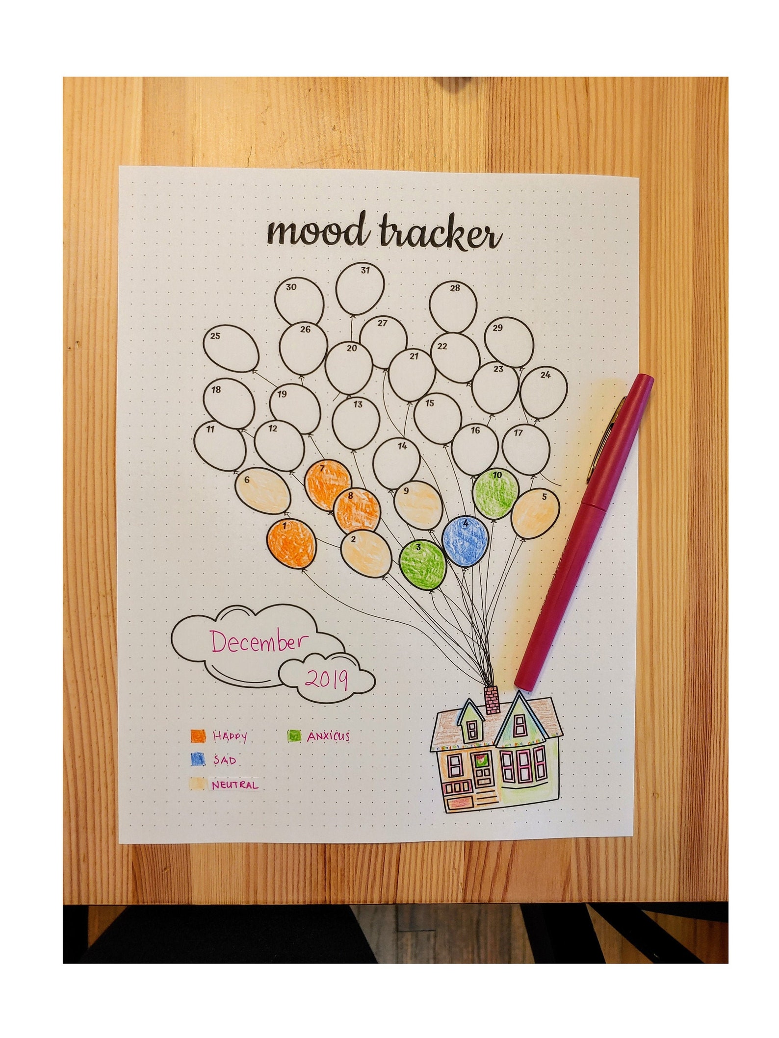 Monthly Mood Tracker Printable Mood Tracker Journal Mood - Etsy