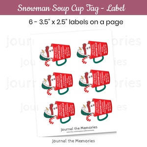 Snowman Soup Labels, Snowman Soup Tag, Christmas Treat Bag Topper ...