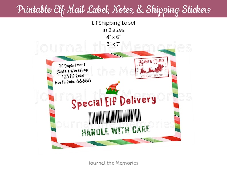 Printable Elf Mail Label, Elf Shipping Label Printable, Elf Props, Elf ...