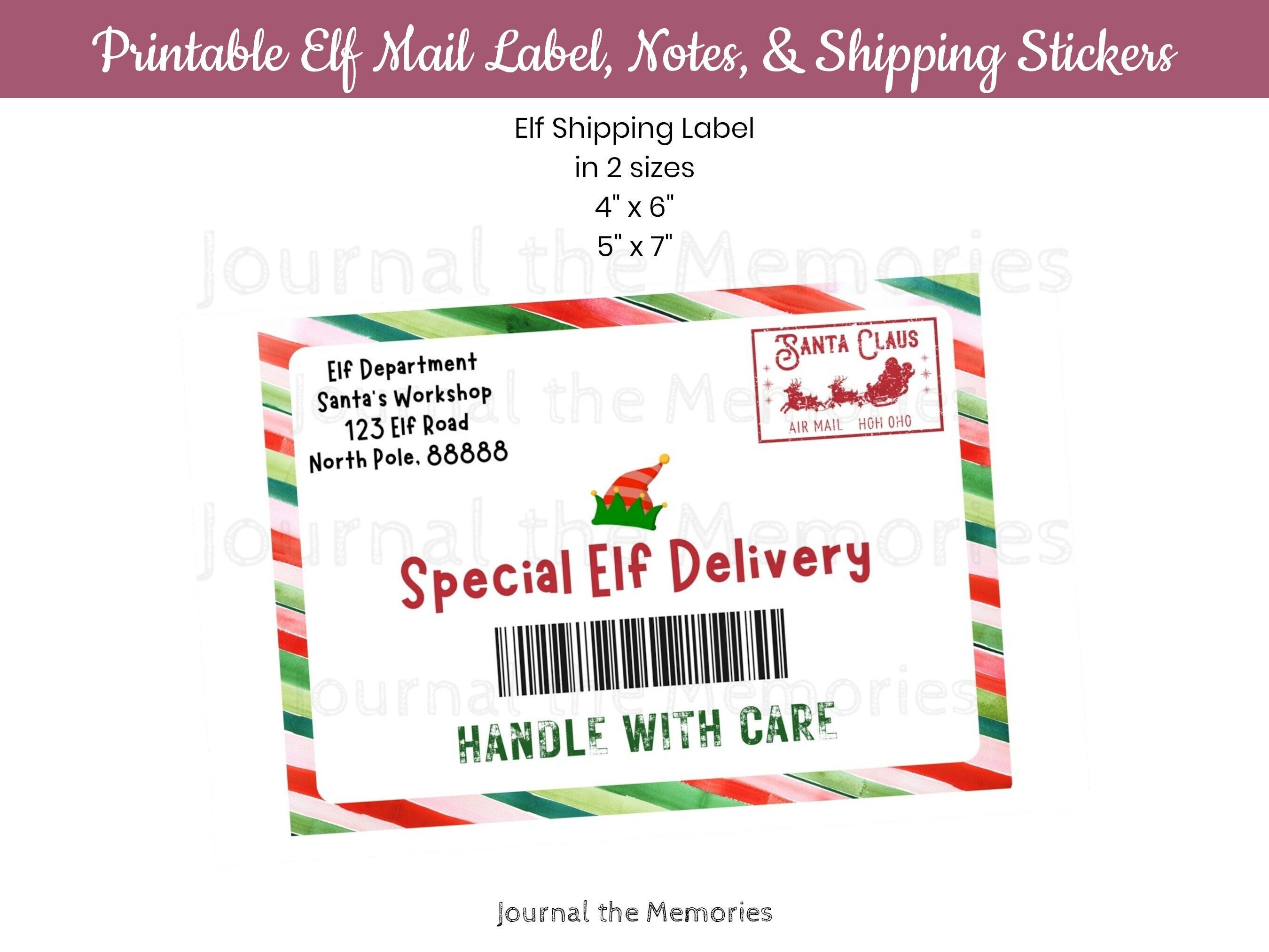 Printable Elf Mail Label, Elf Shipping Label Printable, Elf Props, Elf ...