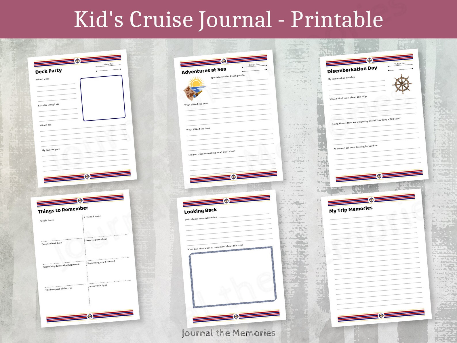 Cruise Journal Printable Keepsake - Great for All Cruise Lines - Kids ...