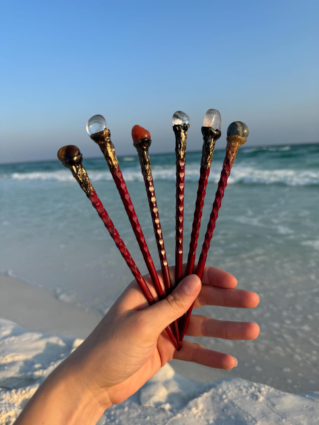 Pick Your Crystal Wand - Set of 6 Unique Healing Wands With Wooden ...