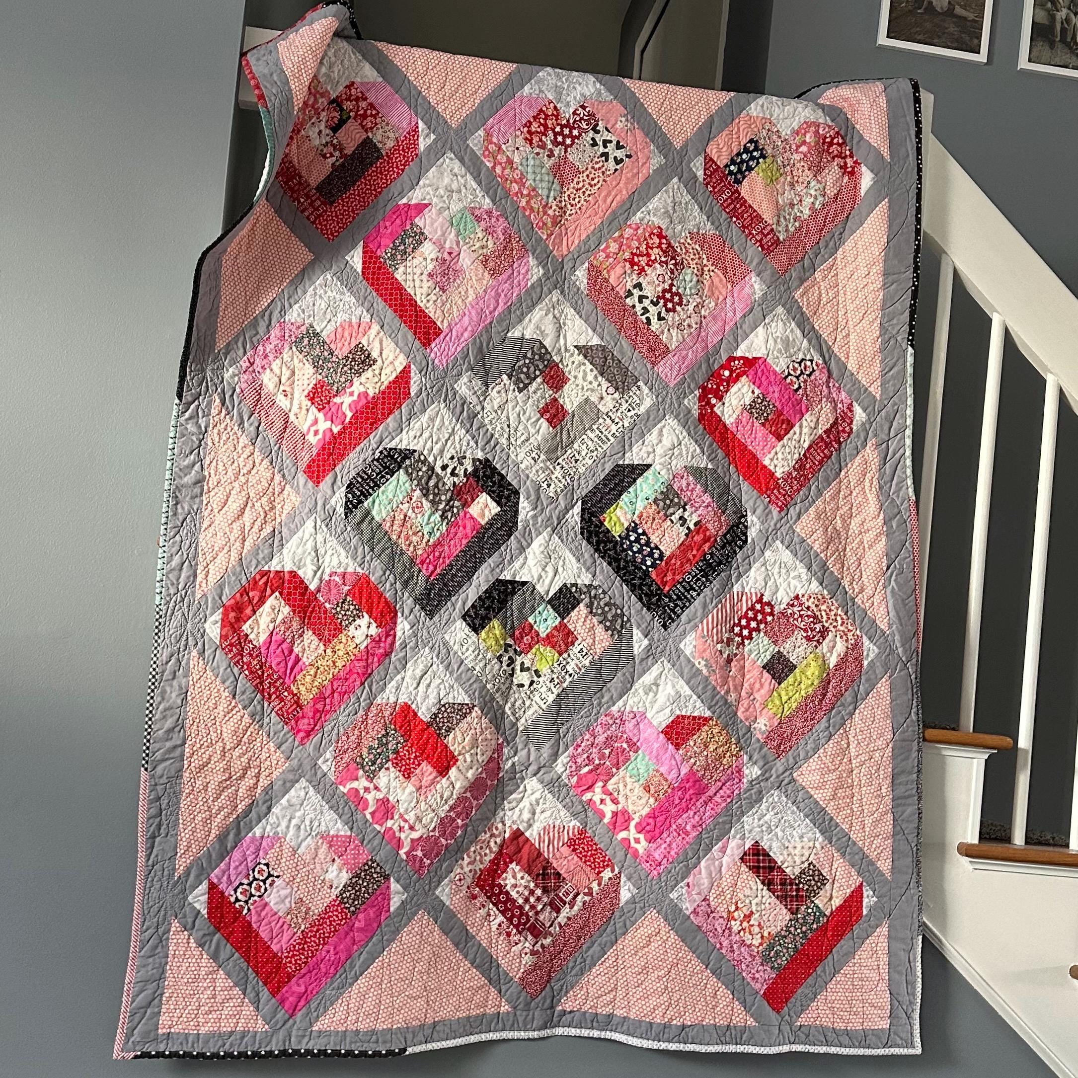 A Scrappy Log Cabin Heart Block Pattern PDF - Etsy