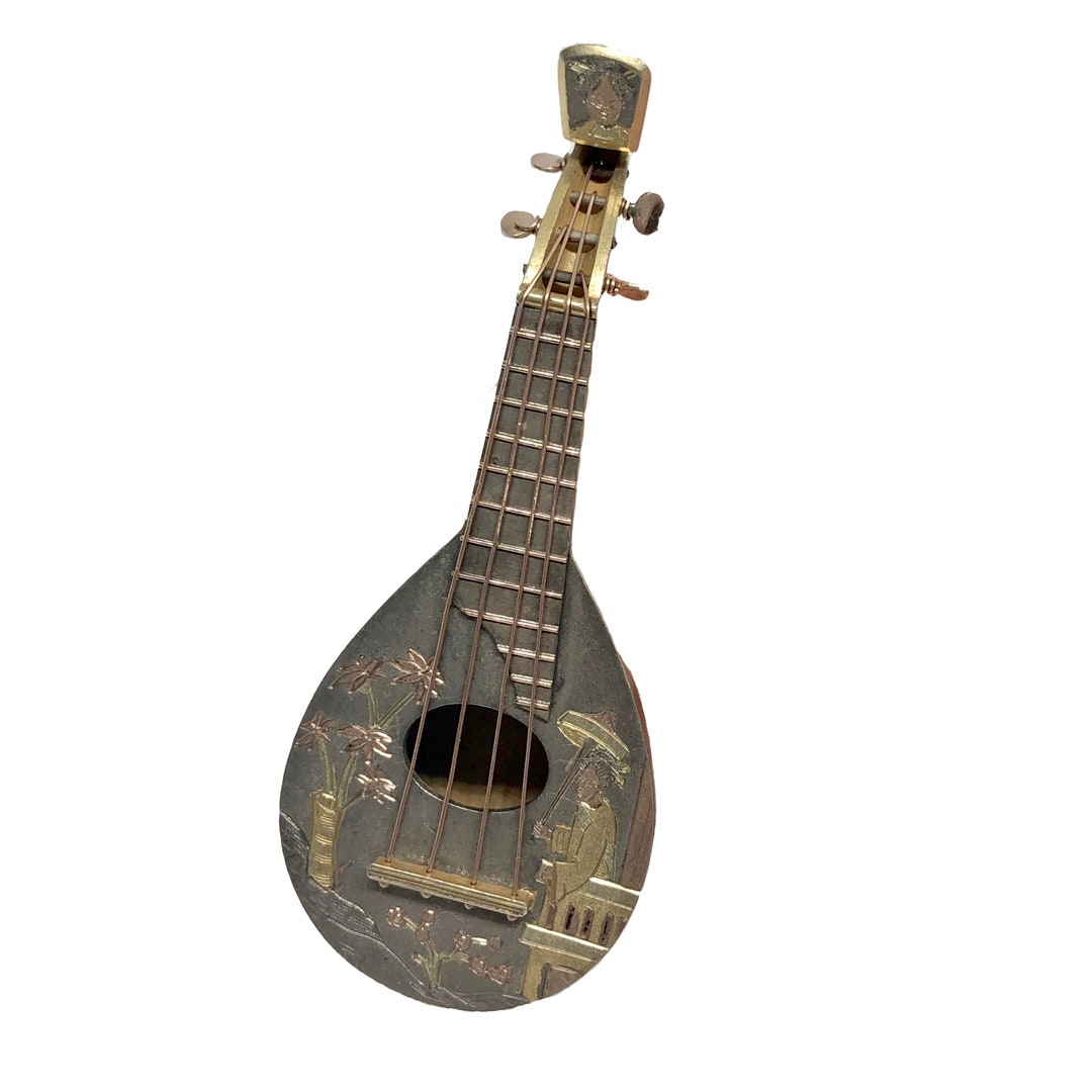 Three Colour Gold and Silver Lute Brooch Circa 1885 - Etsy