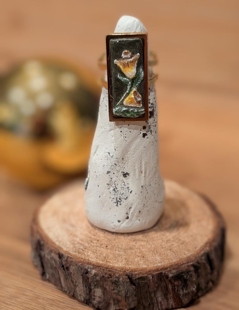 Awakening Spring: Hand-carved and Painted Clay and Resin Statement Ring ...