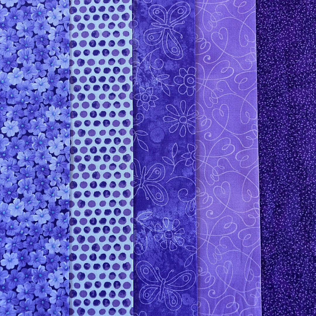 Purple Cotton Fat Quarter Bundle, Quilting Fabric, Springtime Fabrics ...