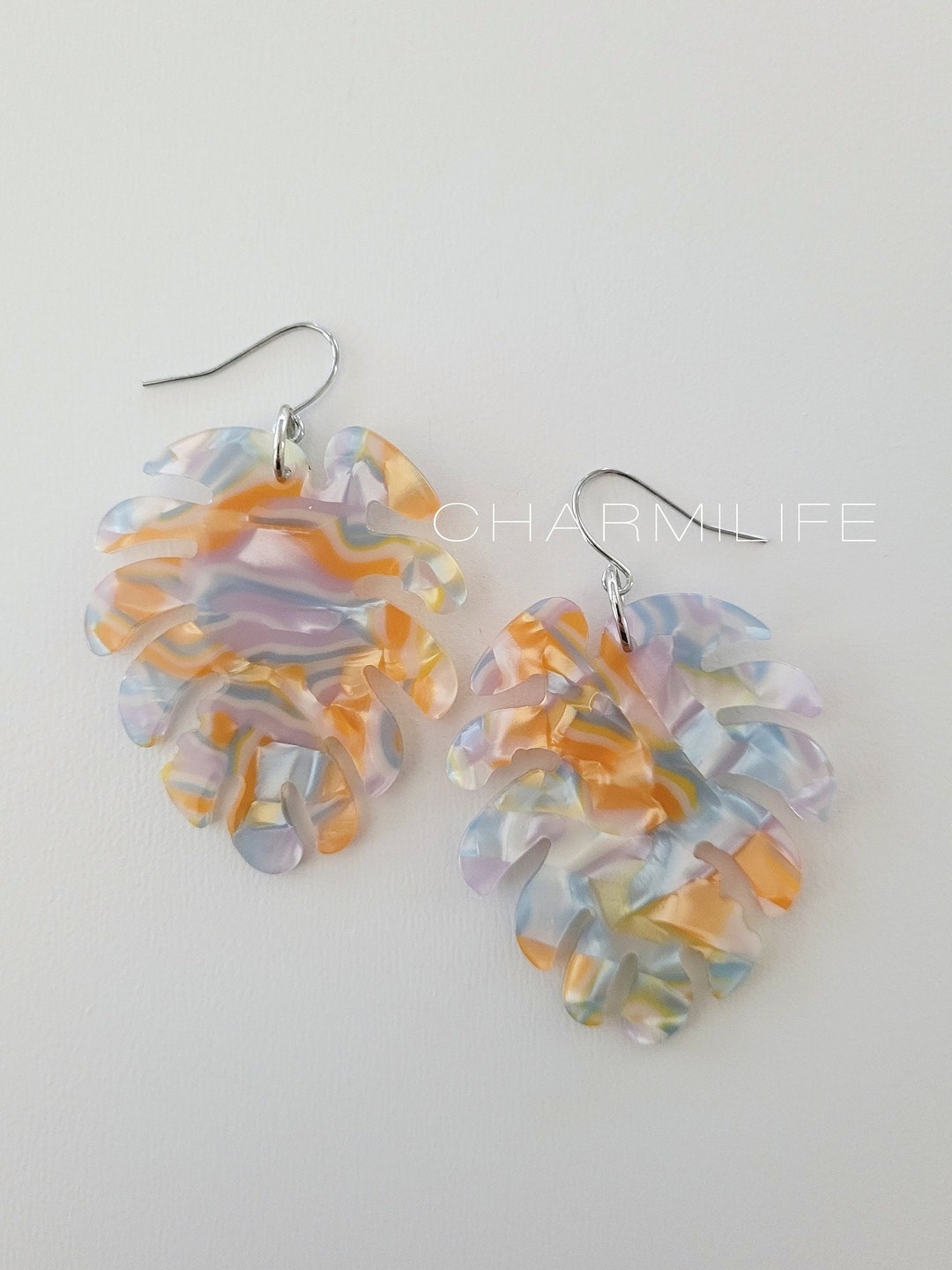 Monstera Leaf Earrings Tortoise Shell Earrings Statement Earrings ...