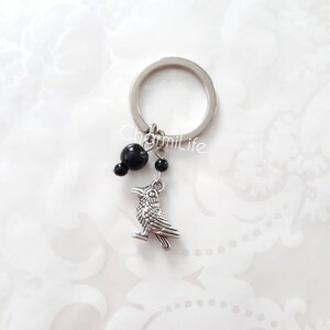 Silver Bird Crow Charm Keychain Raven Keychain Silver Key Ring - Etsy
