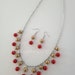 Red and Rustic Gold Pearl Necklace With Earrings, Chunky Pearl Necklace ...