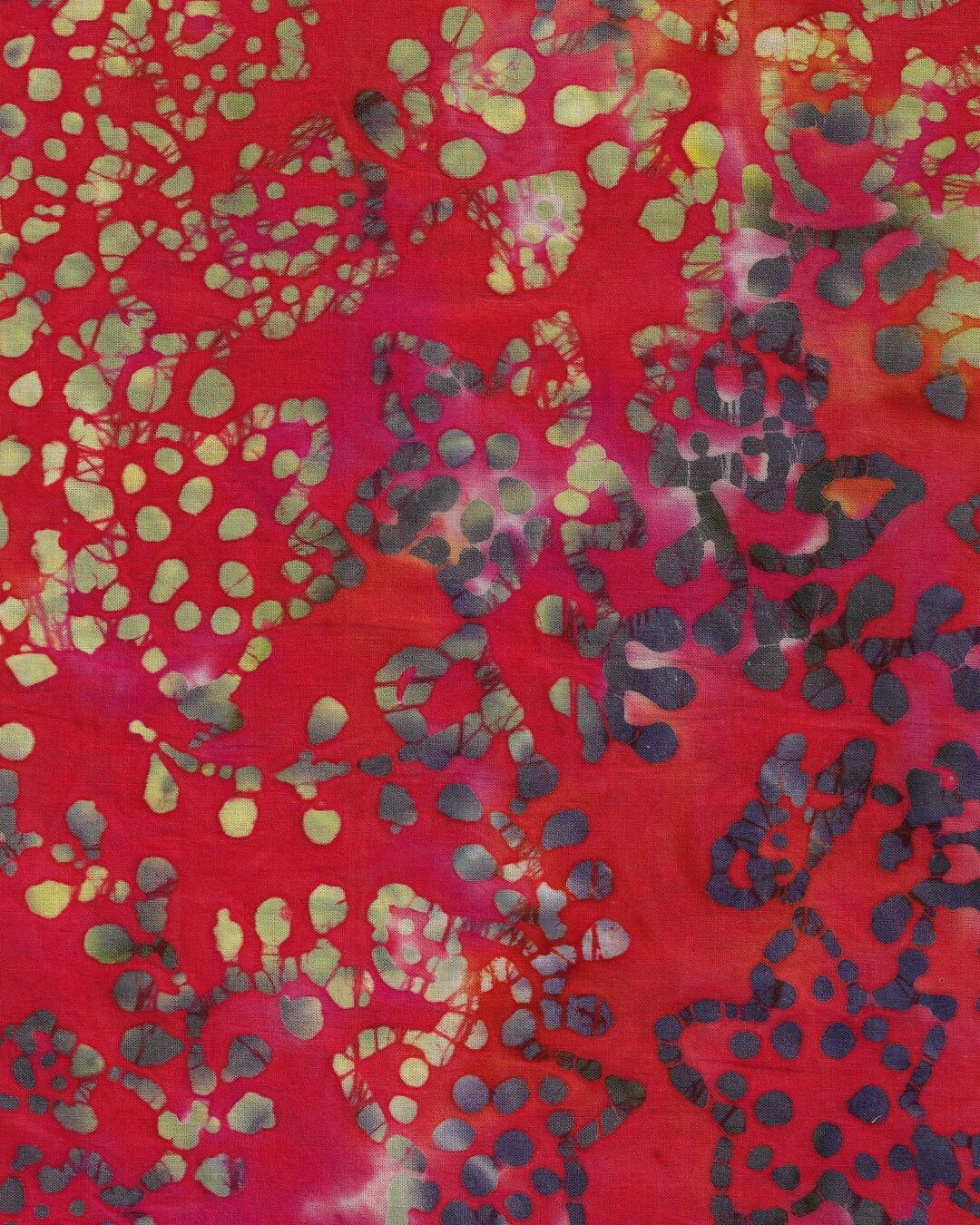 Indian Batik Fabric, Rosa, Naranja, Amarillo y Gris, 1-3/4 yardas ...