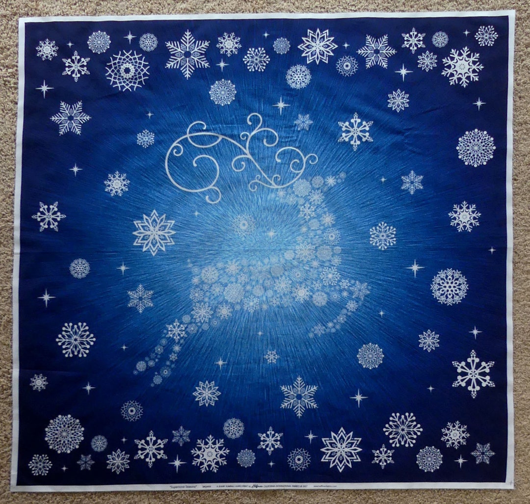 Hoffman Fabric Supernova Seasons Digital Print Q4456 Navy Snowflake ...