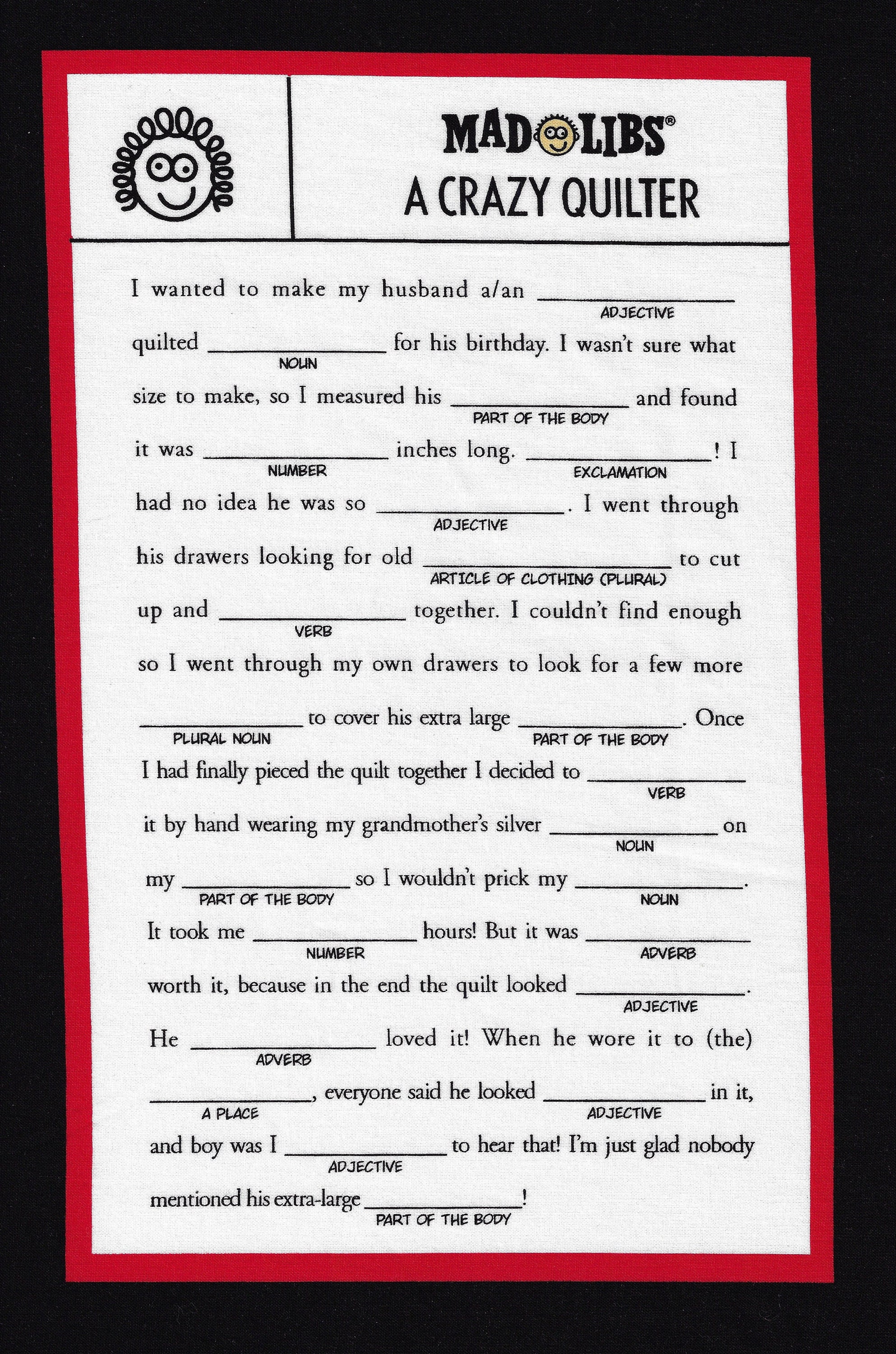 Fabric, Mad Libs by Timeless Treasures, 6 Different Frames per Panel ...