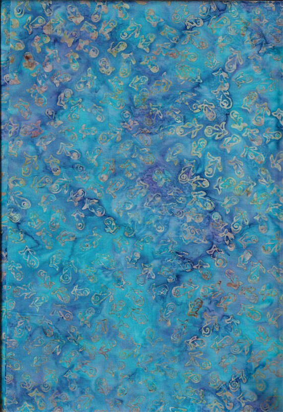 Princess Mirah Batik Fabric Brown Flower Buds on Turquoise & - Etsy