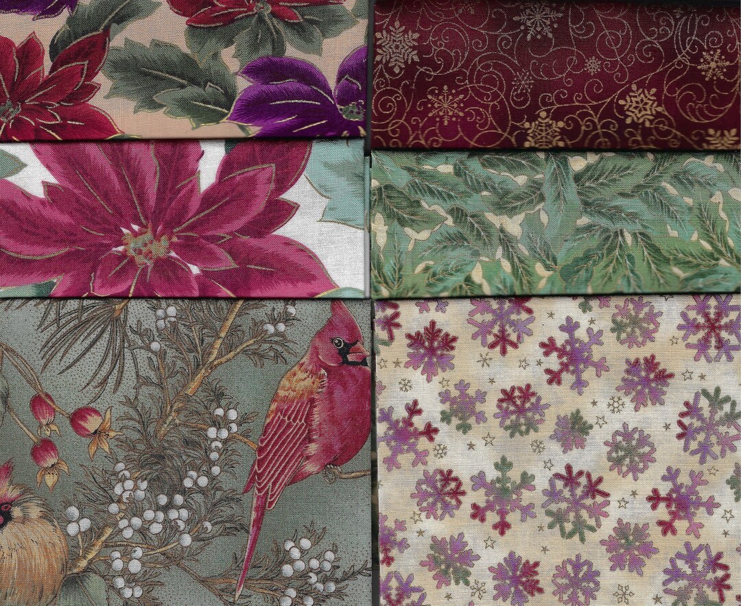 Fabric Winter/holiday Fat Quarter Pack of 6 Snowflakes - Etsy