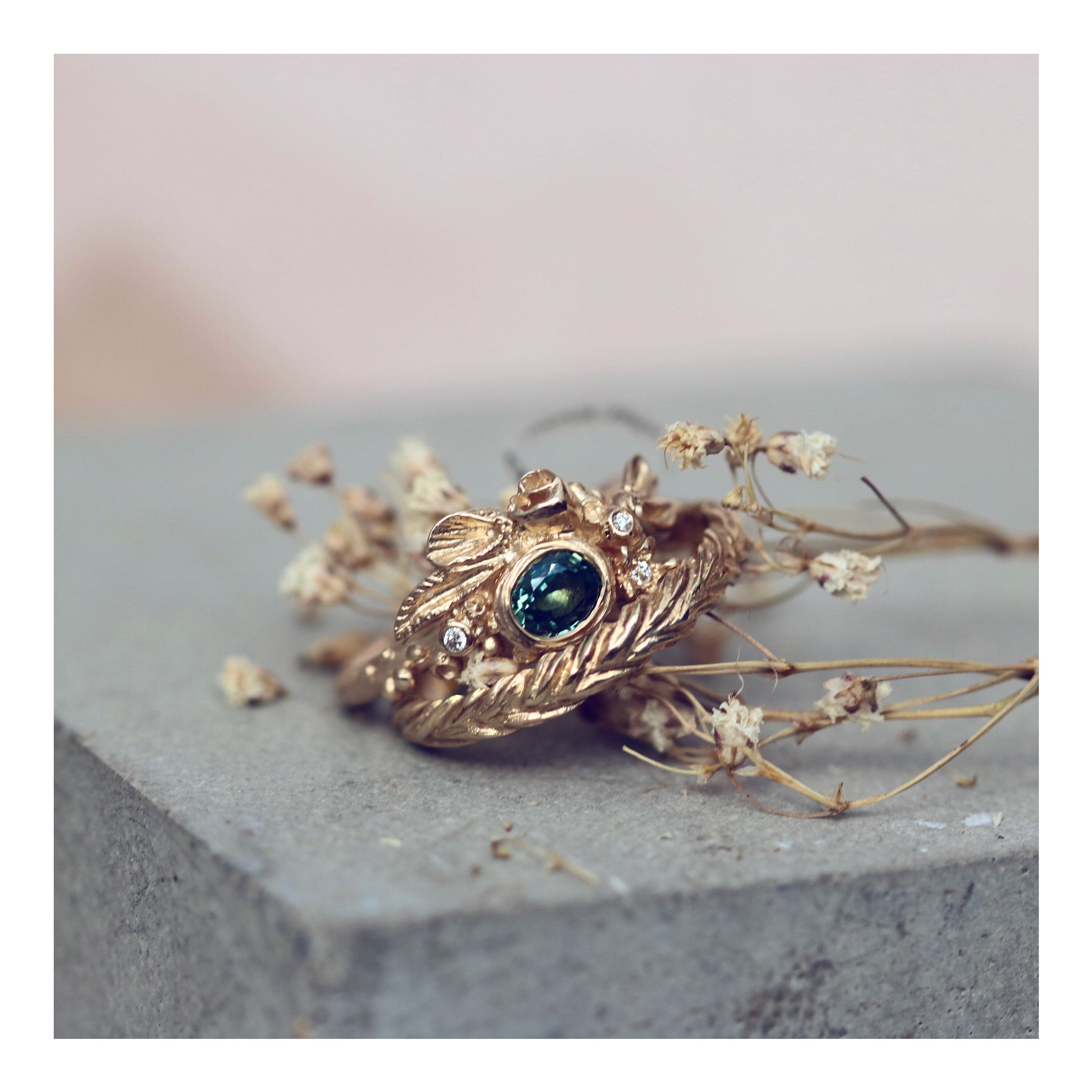 Gorse Flower Inspired Ring With Sapphire - Etsy UK