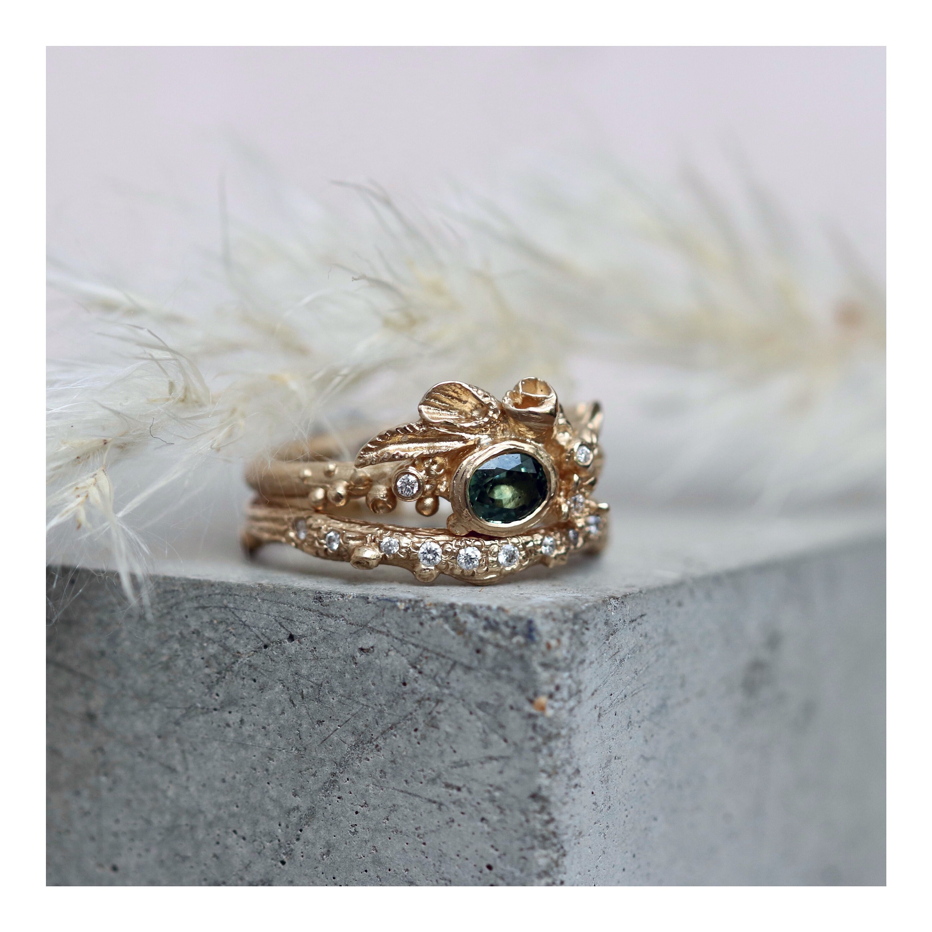 Gorse Flower Inspired Ring With Sapphire - Etsy UK