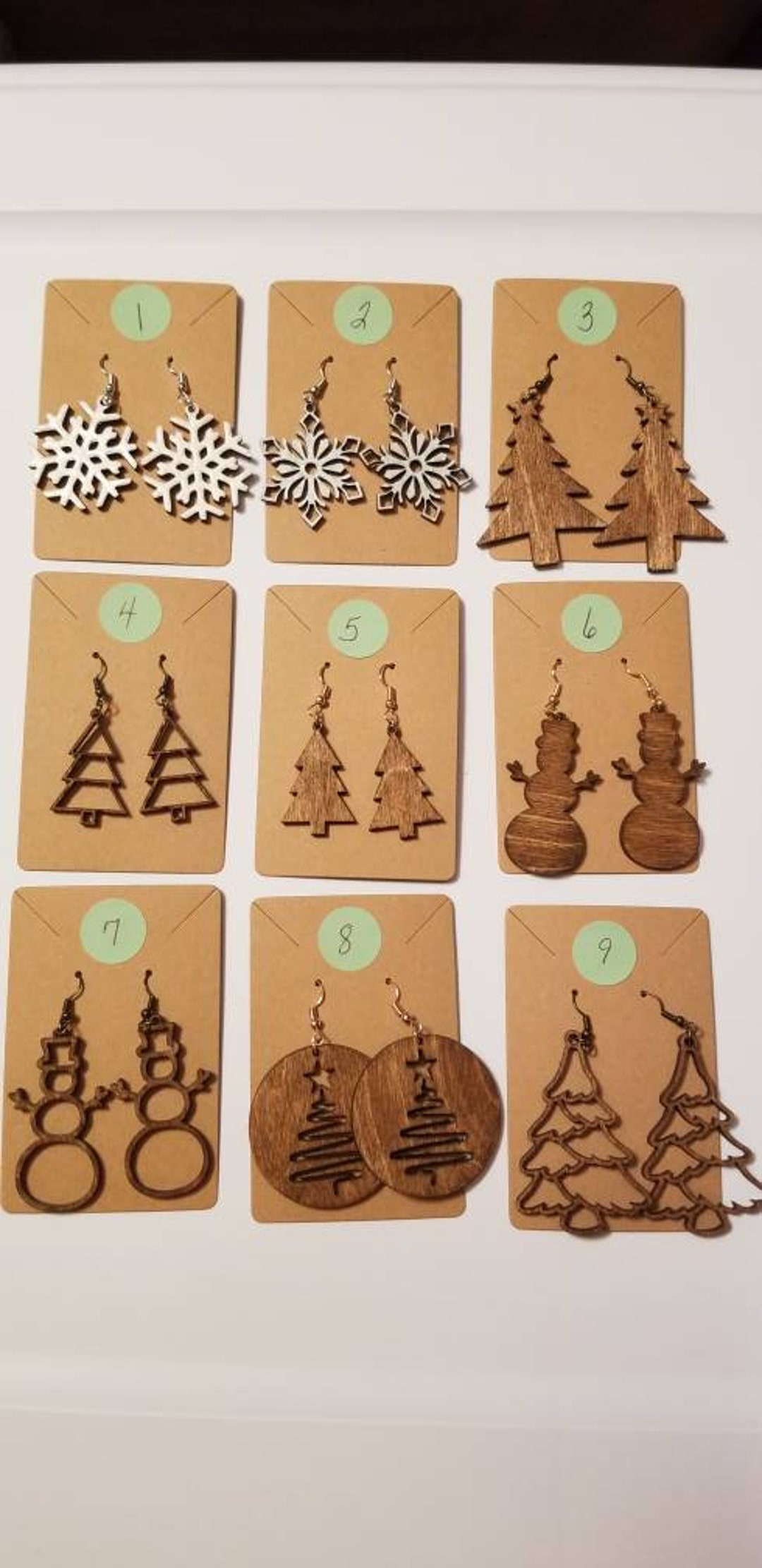 Christmas Earrings, Wood Earrings, Snowflake Earrings, Snowman Earrings ...