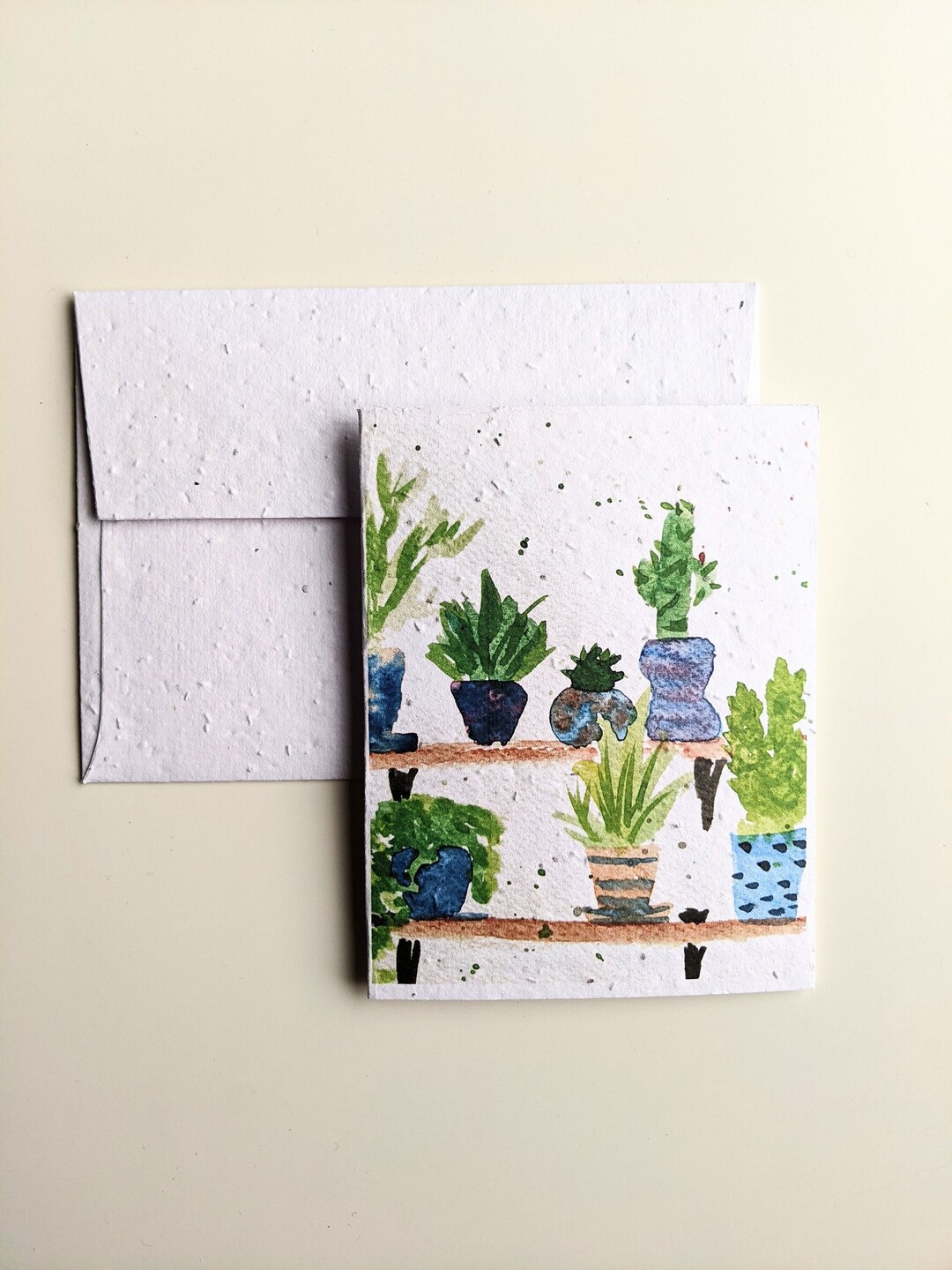 Plantable Card Envelope Wild Flower Seeds, Watercolor Plants on Shelf ...
