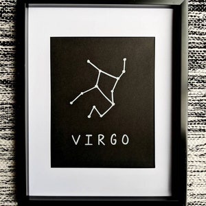 White Marker Drawing of Virgo Astrological Zodiac Sign, Decor, Original ...
