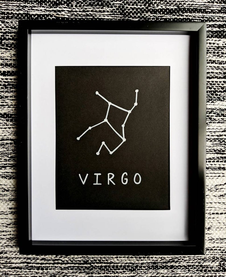 White Marker Drawing of Virgo Astrological Zodiac Sign Decor - Etsy