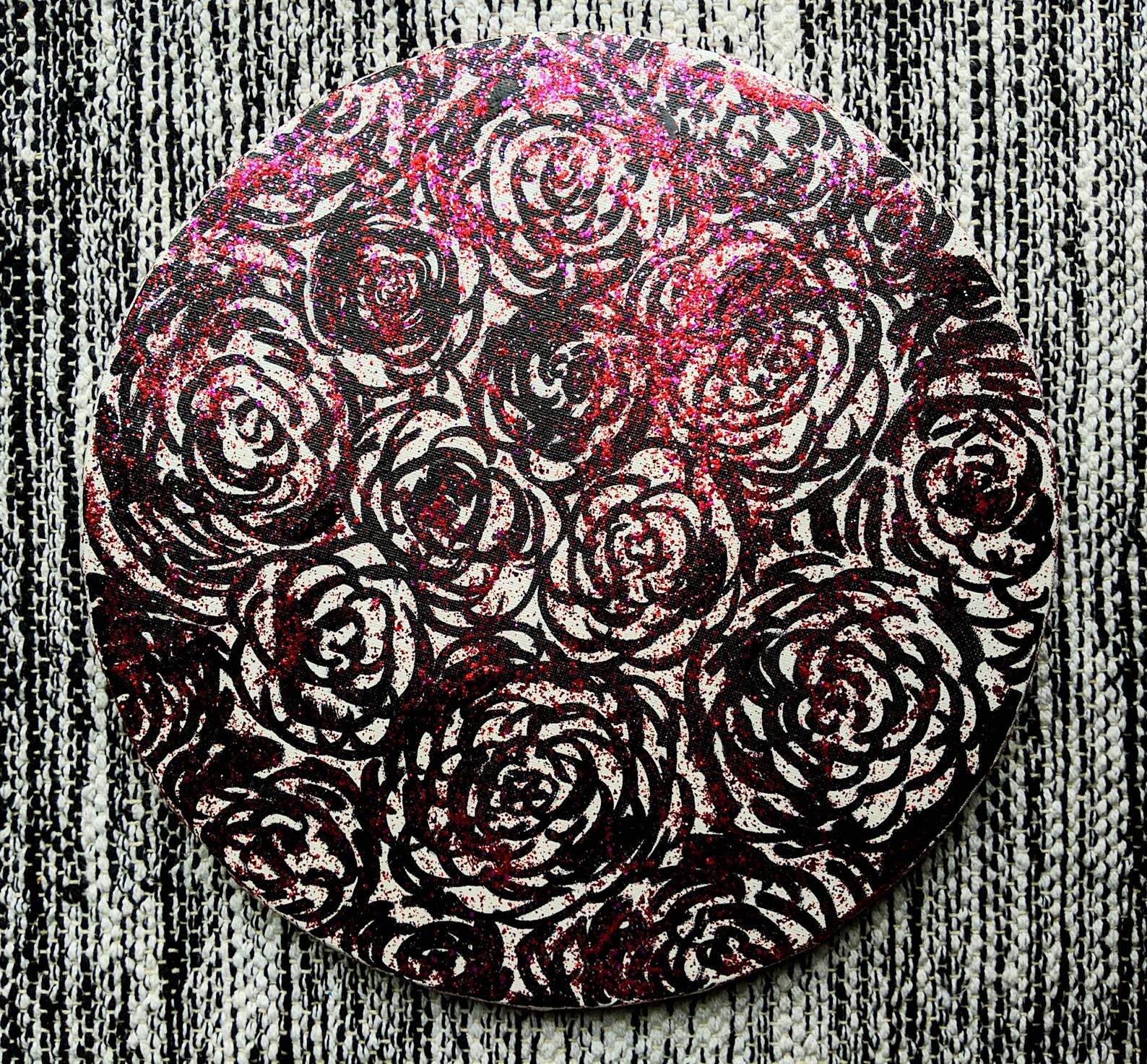 Abstract Glitter Flower Painting Black Marker Roses With Pink - Etsy