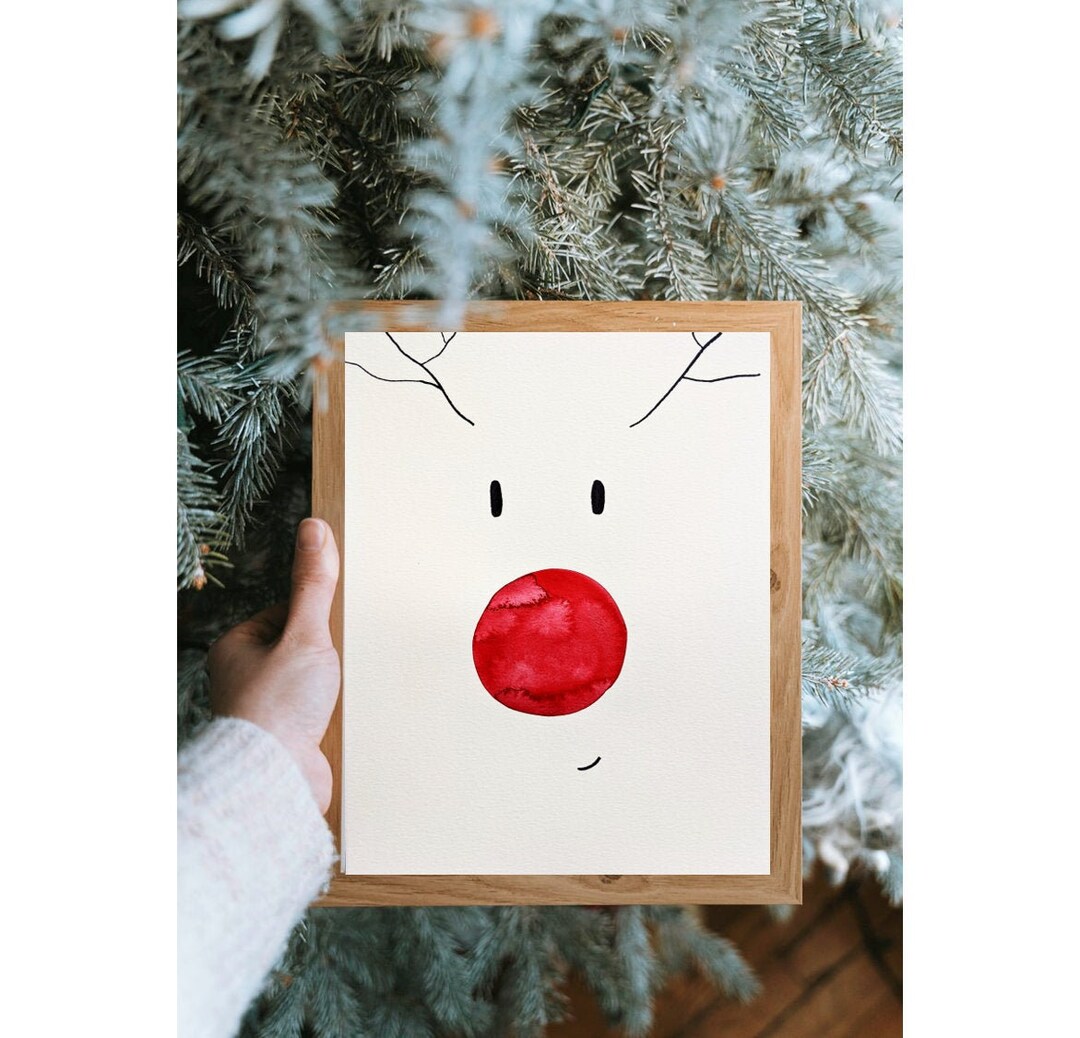Rudolf the Red Nose Reindeer Watercolor Painting, Original Art, Made by ...