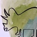 Triceratops Dinosaur Watercolor Painting Black Marker Drawing - Etsy