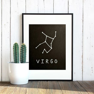 White Marker Drawing of Virgo Astrological Zodiac Sign, Decor, Original ...