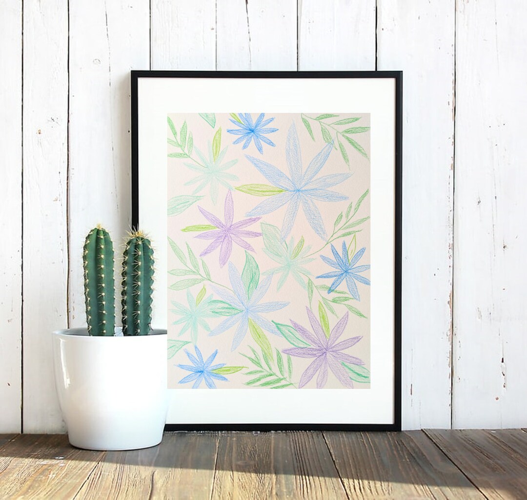 Spring Flower Pencil Drawing on Watercolor Paper, Wood Pencil Drawing ...