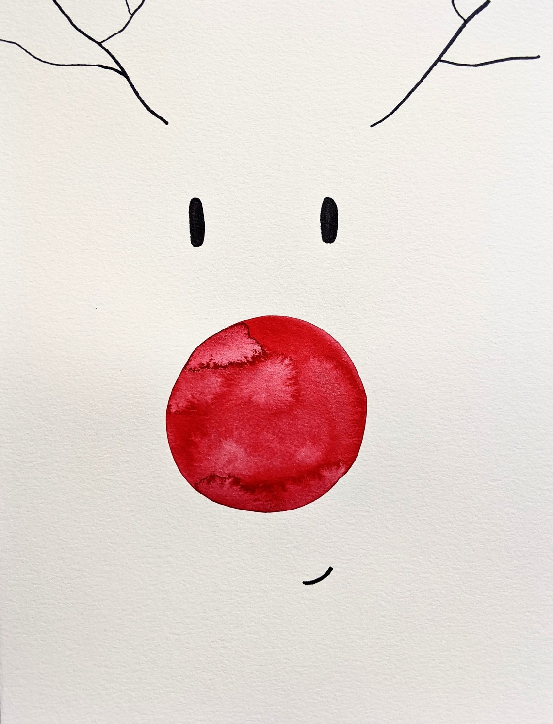 Rudolf the Red Nose Reindeer Watercolor Painting Original - Etsy
