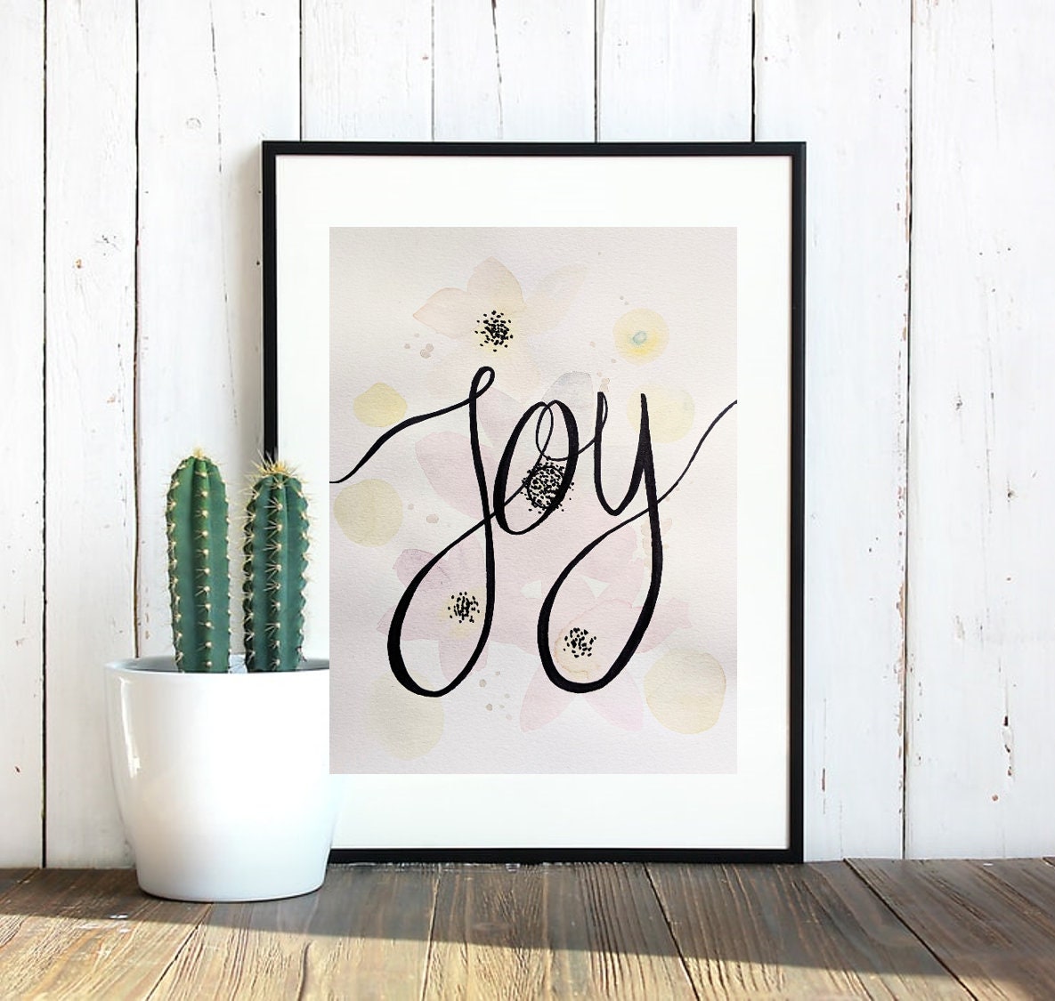 Flower Watercolor Painting Word Joy Original Art Made by | Etsy