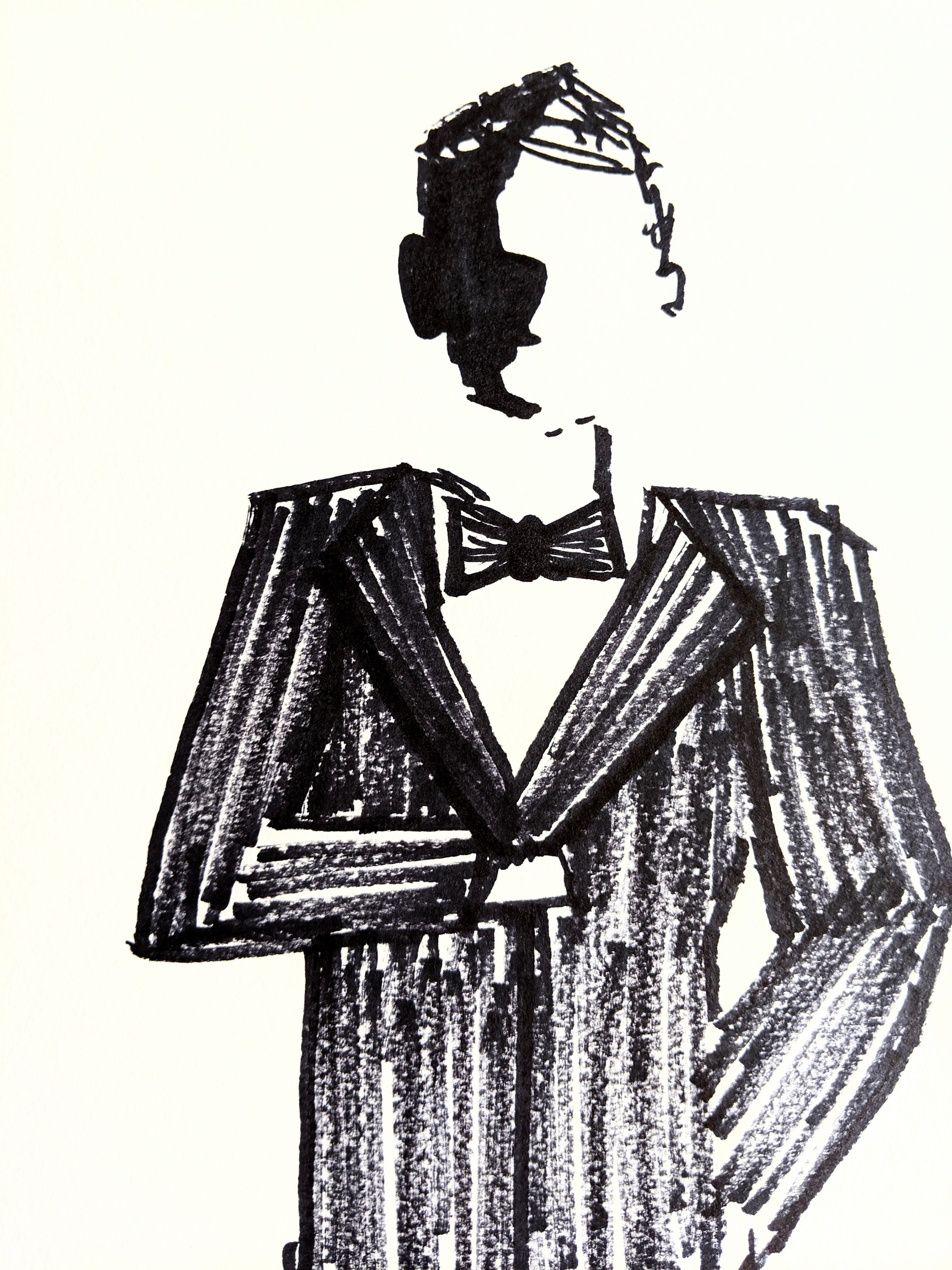 Black Marker Drawing of Shadow Men in Suit Black Frame - Etsy