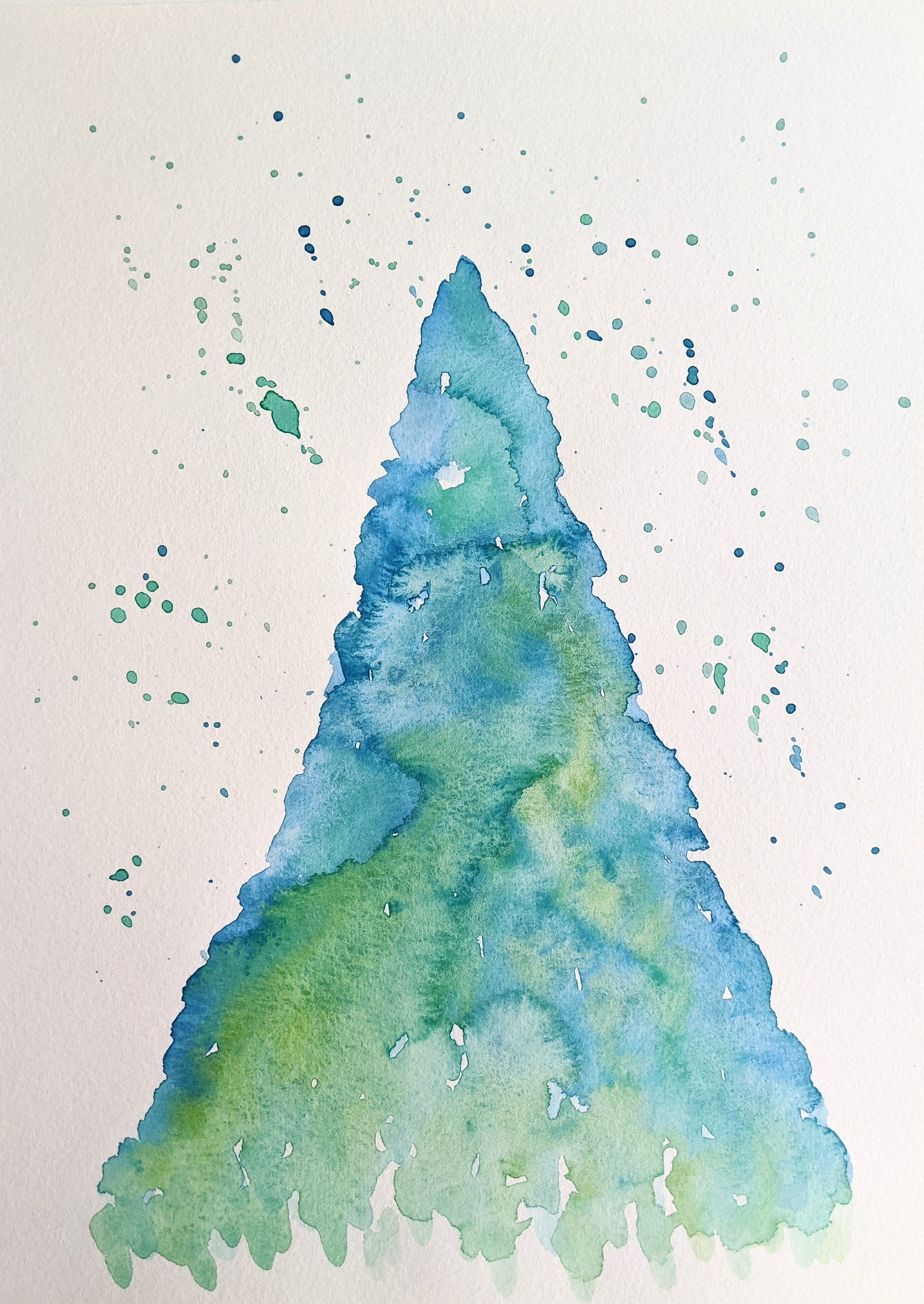 Watercolor Painting of Turquoise Christmas Tree, Wall Art, Christmas ...