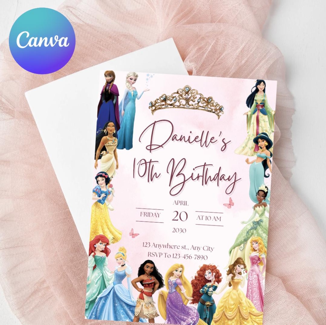 Princess-themed Birthday Invitation for a Magical Celebration ...