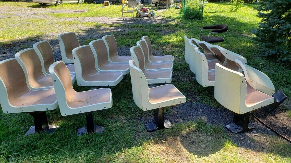 Vtg Mid Century Modern Brunswick Billiard Bowling Shell Chairs Settee ...