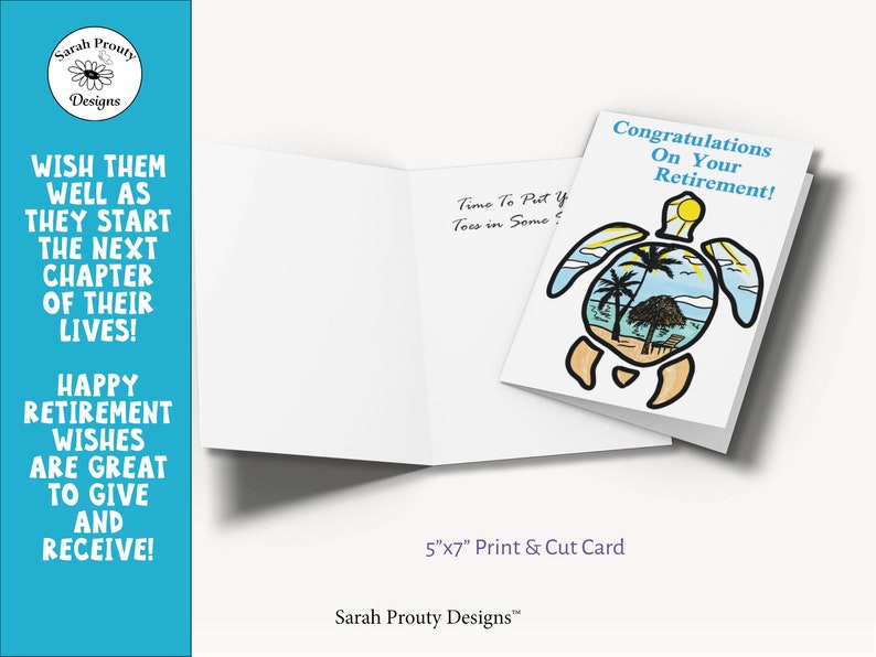 Retirement Card, Turtle, Digital Download, Greeting Card, Retirement ...