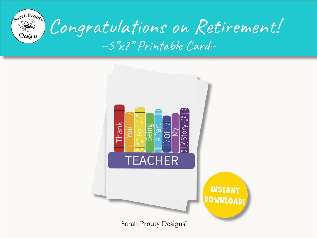 Teacher Retirement, Retirement Card, Digital Download, Greeting Card ...